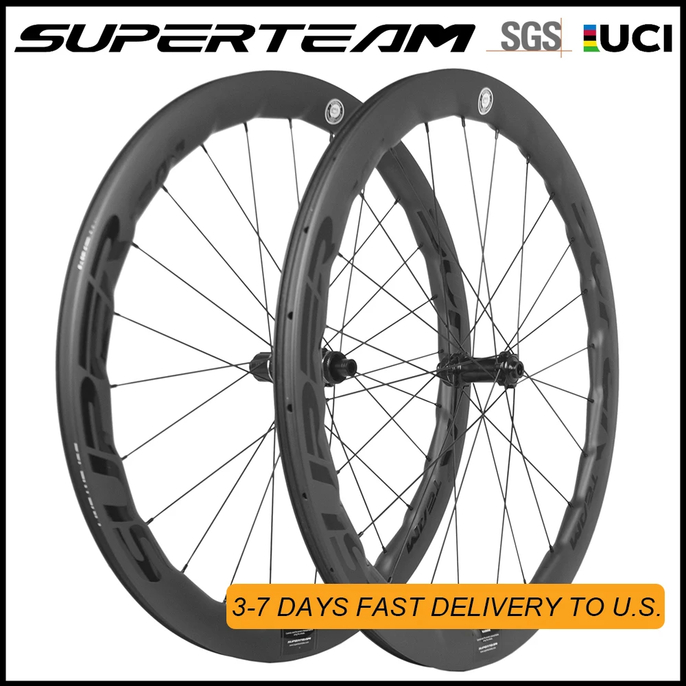 SUPERTEAM-Disc-Brake-Wheelset-50mm-Carbon-Fiber-Wheels-Clincher ...
