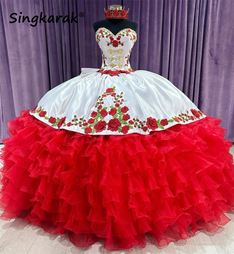 Luxury-Red-Princess-Ball-Gown-Quinceanera-Dress-Flower-Appliques ...