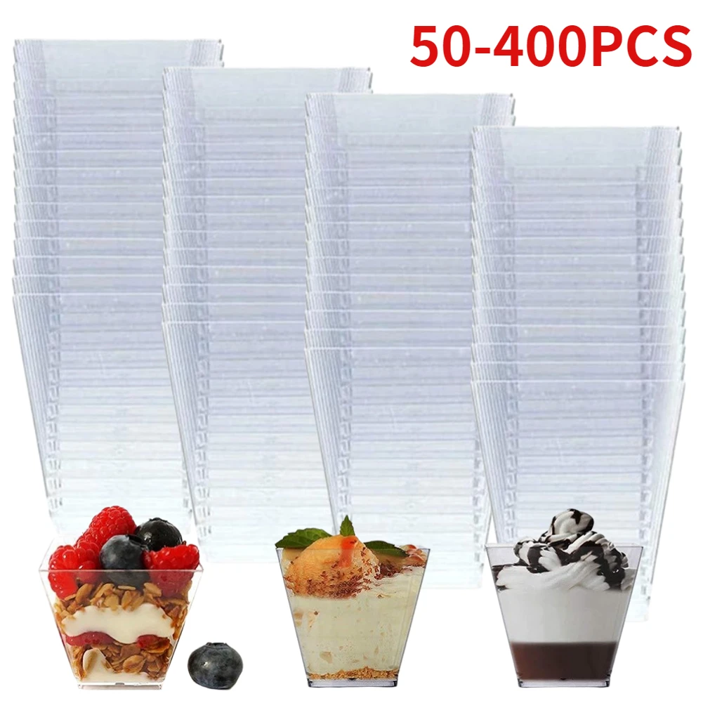 50-100-200-300pcs-Disposable-Hard-Plastic-Dessert-Cups-Transparent ...