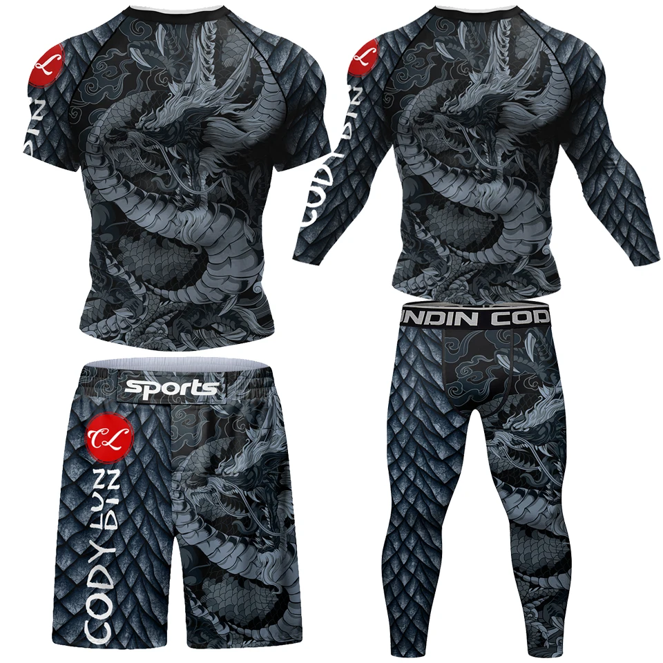 MMA-Compression-Sportsuit-para-homens-Jiu-Jitsu-Rashguard-Sportsuit ...