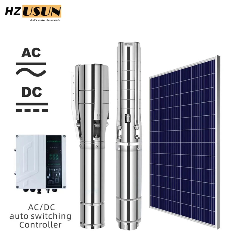 AC DC Solar Panel Shallow Well Irrigation Motor Pump Solar Hybrid ...