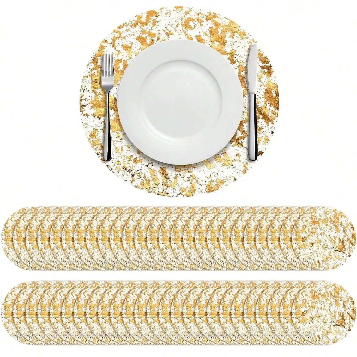 Leeseph-Disposable-Gold-Placemats-Set-13-Inch-Round-Gold-Foil-Mesh ...