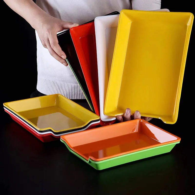 Plastic-Skewer-Tray-Large-Rectangular-Plate-Fried-Skewers-BBQ-Storage ...