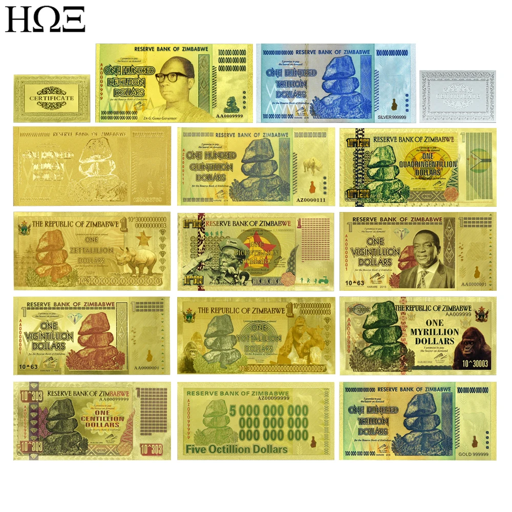 10pcs 짐바브웨 지폐 100 Quintrillion/5 Octillion/100 Decillion - 티몬