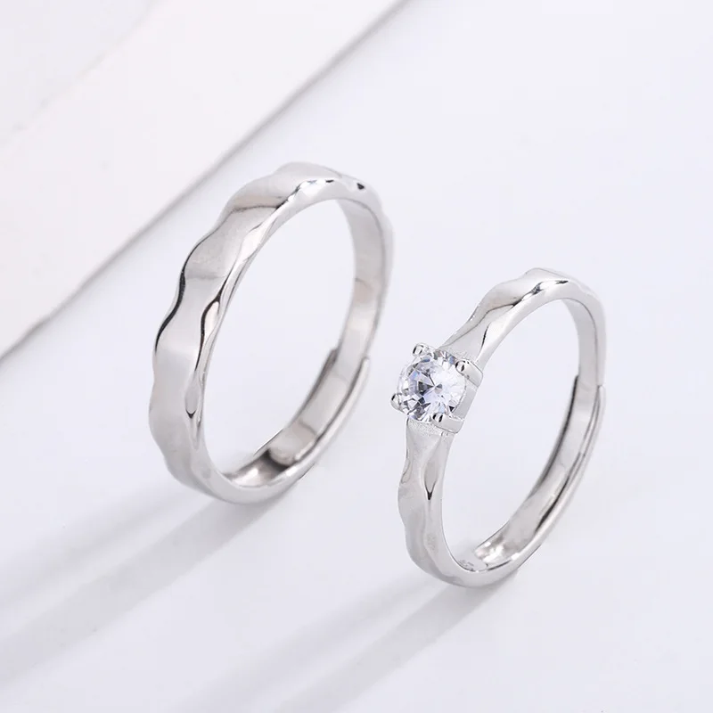 S925-Sterling-Silver-Stay-Together-for-Life-Couple-Ring-Simple-and ...
