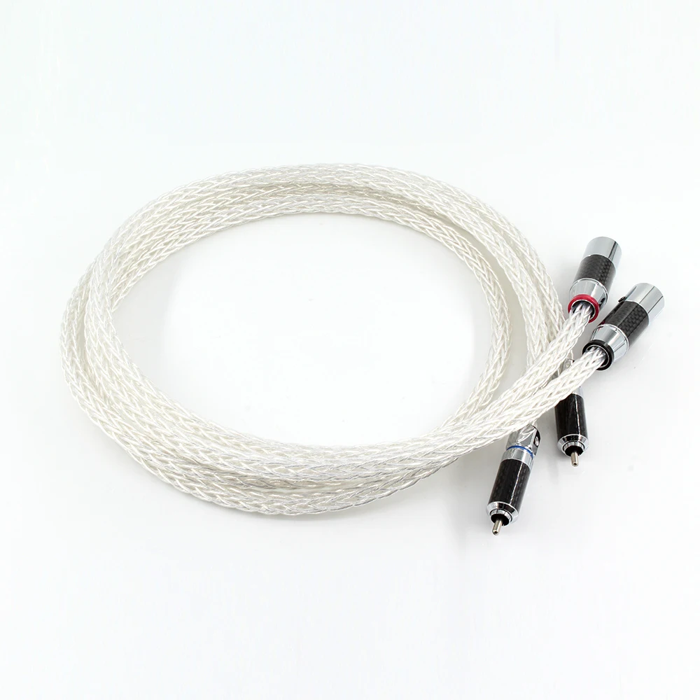 1-Pair-8AG-OCC-Silver-Plated-XLR-Audio-Cable-Balance-Cable-RCA-Male-TO ...