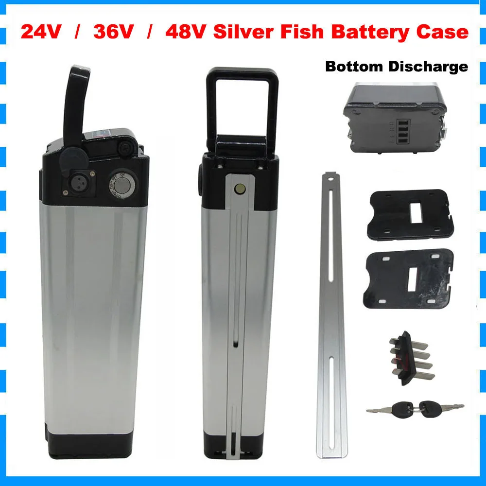 24V-36V-48V-Electric-E-Bike-Bicycle-Battery-Box-Case-Cover-Empty-Silver ...