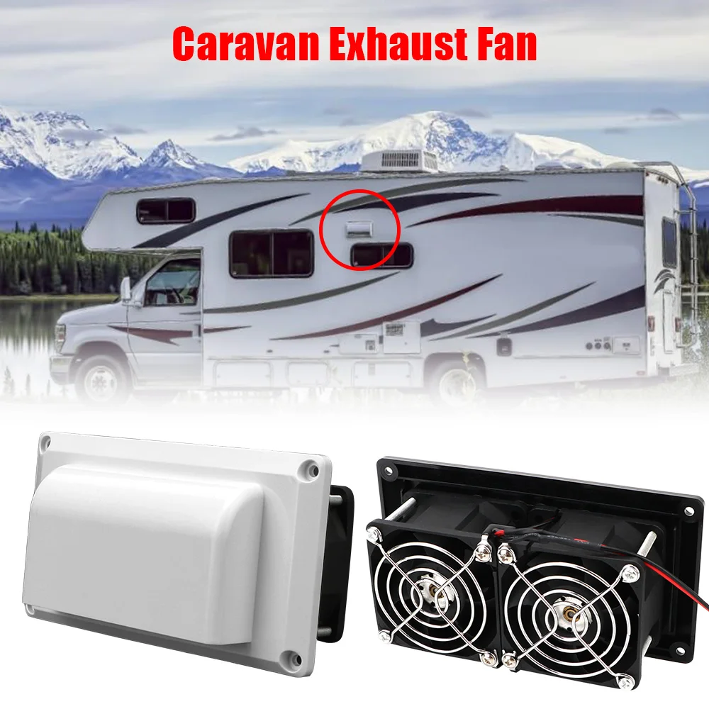 White-Black-Fans-12V-25W-for-Camper-Trailer-Motorhome-Boat-Marine-Yacht ...