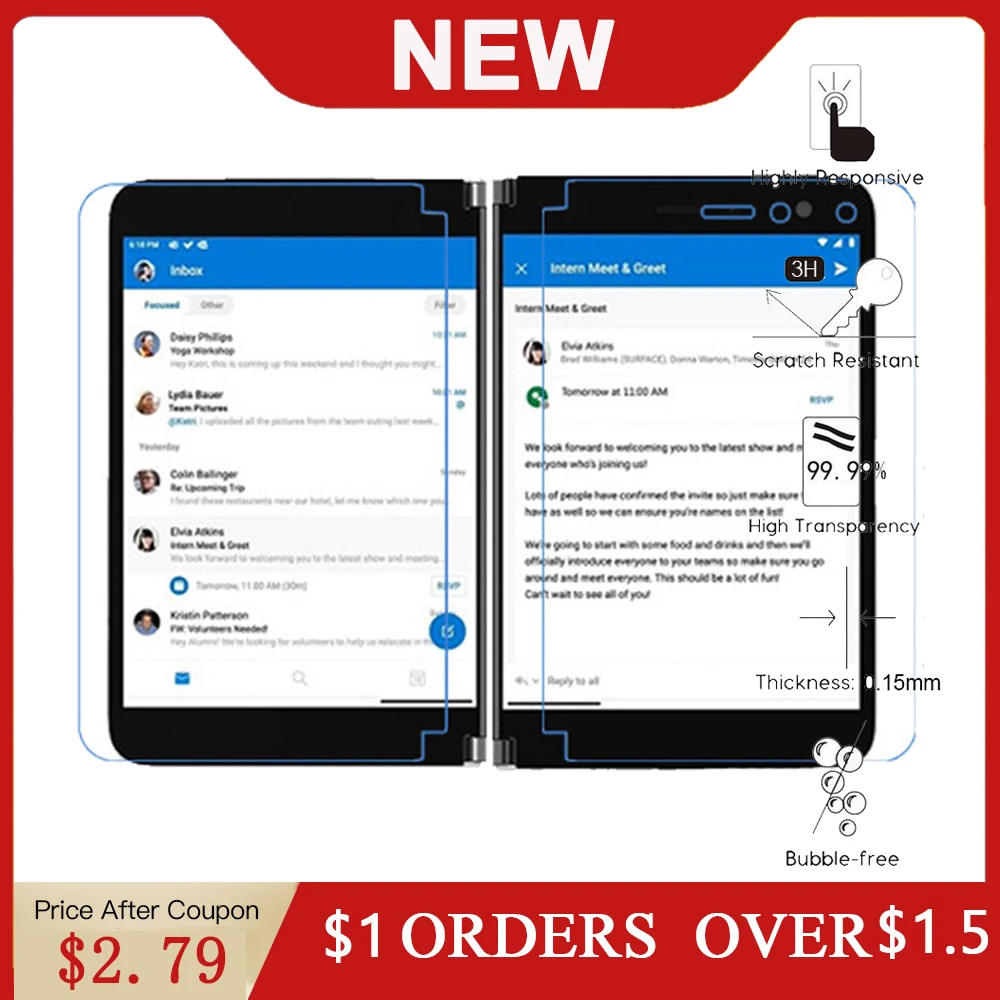 2PCS-For-Surface-Duo-Screen-Protector-Left-And-Right-Screen-Protective ...