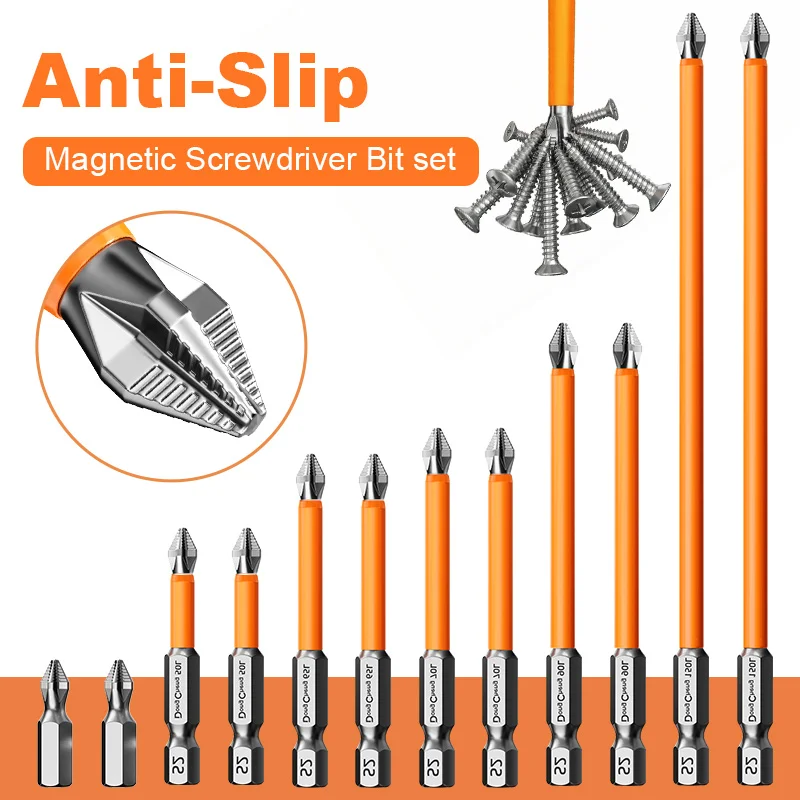 Anti Slip bits Magnetic Screwdriver bit Set S2 Alloy Steel Impact ...