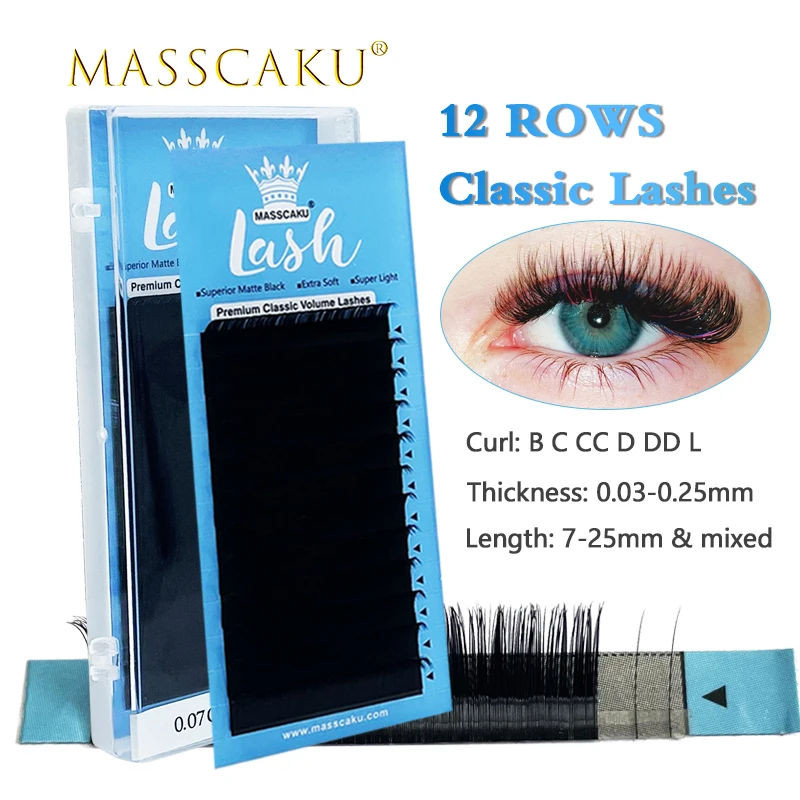 Hot Selling 12 Lines Individual Volume Eyelash Extension Super Matte ...