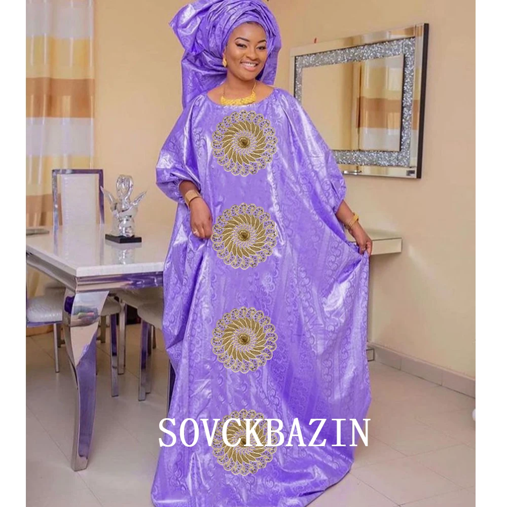 African Bazin Riche Long Dresses For Ankara Women Daily Clothes Dashiki ...