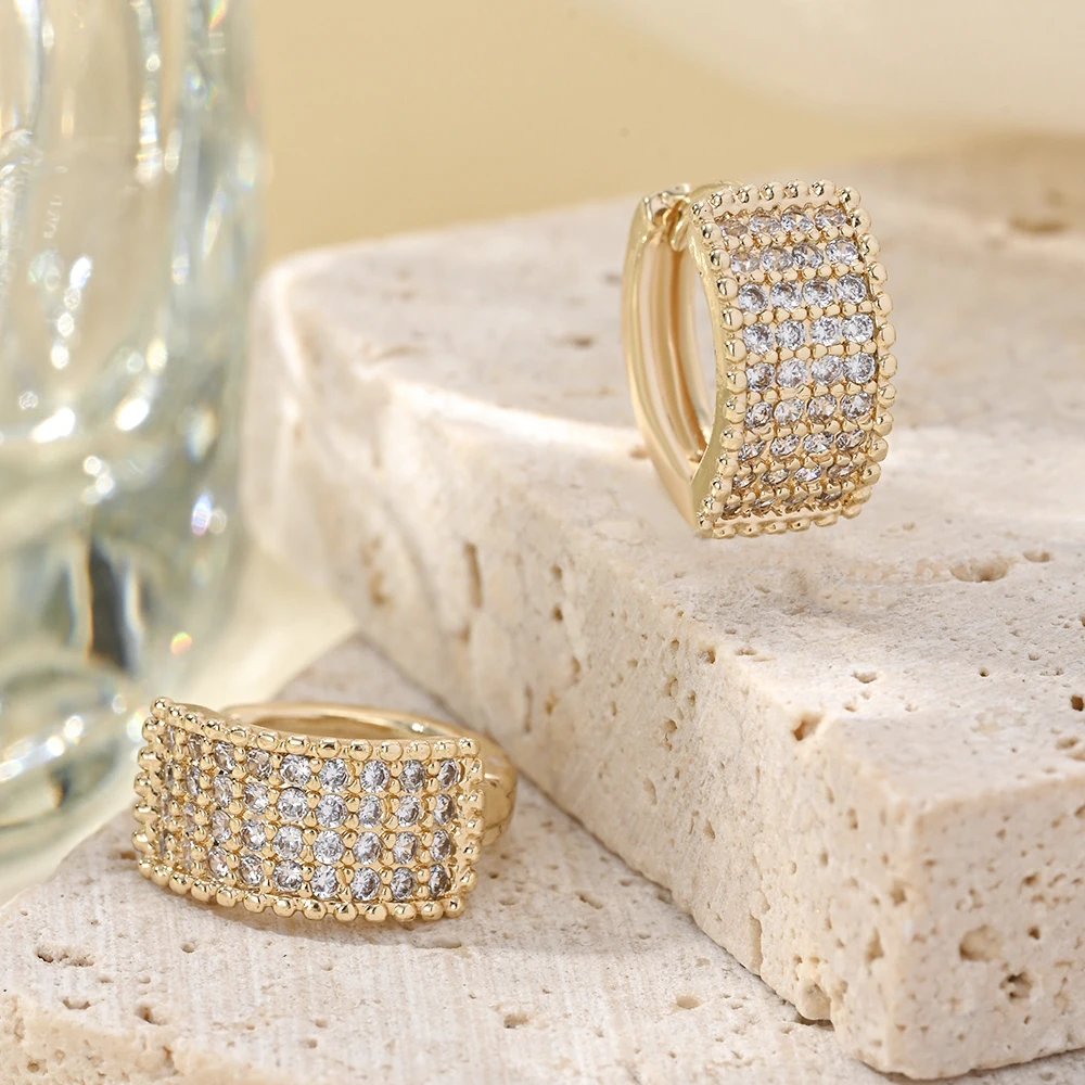 Simple-ladies-retro-earrings-copper-gold-plated-inlaid-zircon-14k-non ...