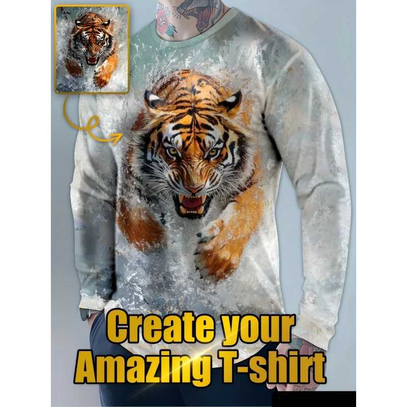 3D Printed DIY Customized T Shirt For Men Photo Logo Pattern Tee Autumn ...