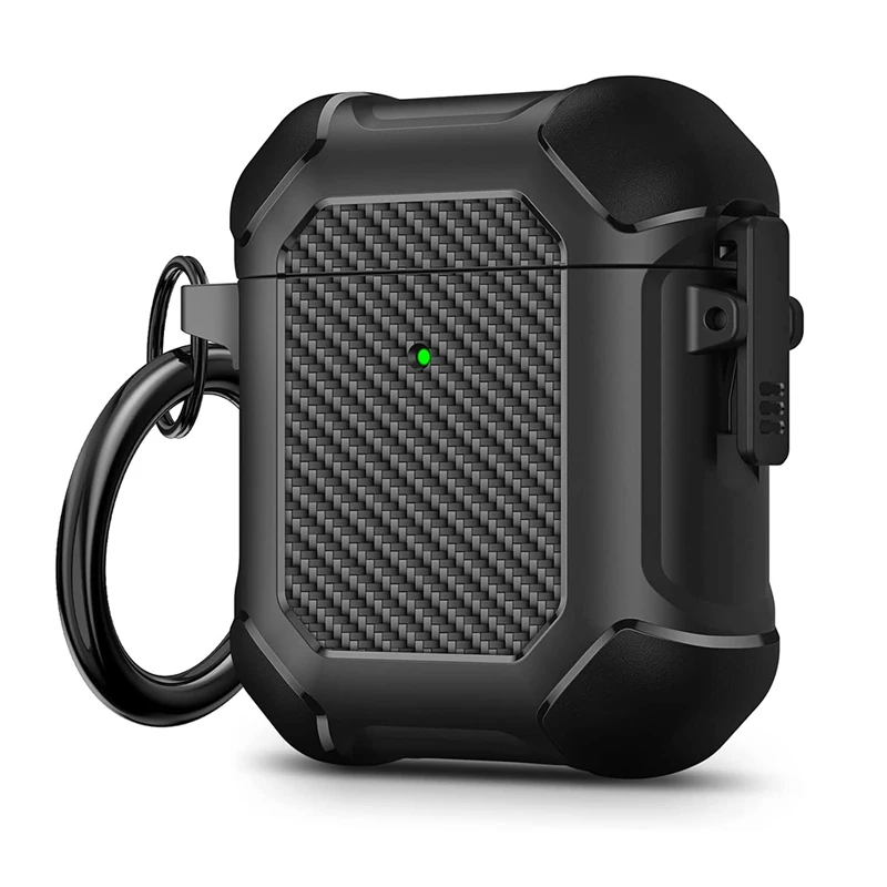 Carbon Fiber Secure Lock Clip Case For Airpods Pro Full Body Shockproof ...