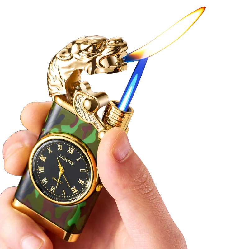 New-Metal-Rocker-Double-Fire-Cigarette-Lighter-Windproof-Watch-Lighter ...