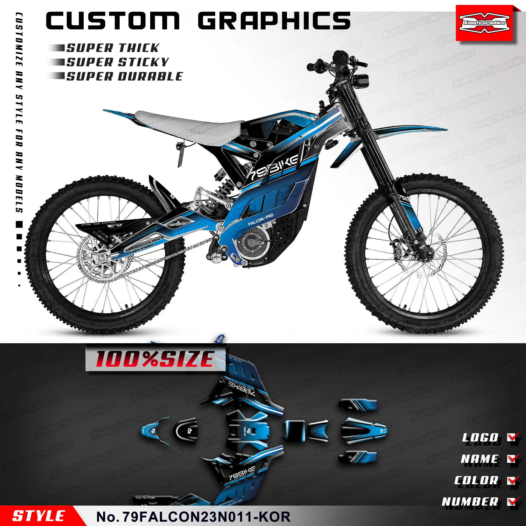 KUNGFU GRAPHICS Dirtbike Graphics Sheet Stickers for Electric Dirt Bike ...