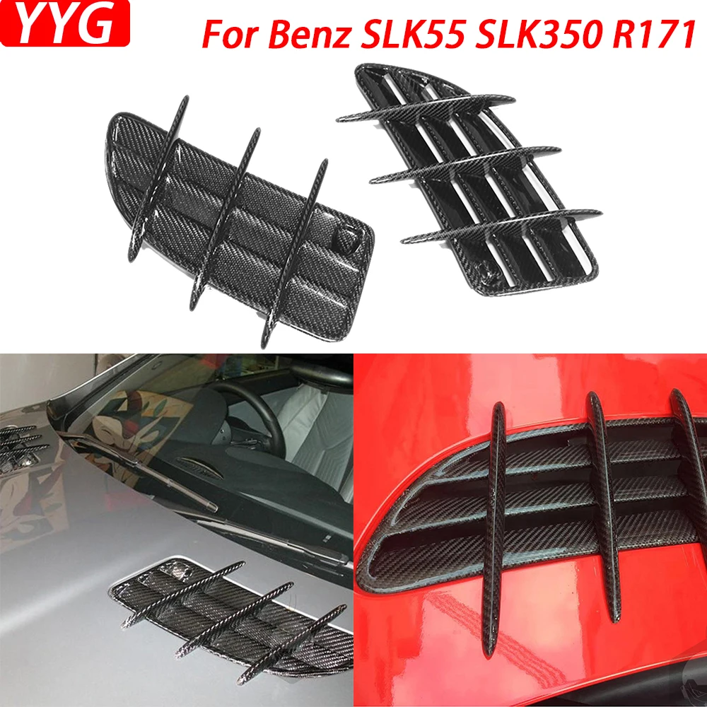 Real-Carbon-Fiber-Front-Engine-Hood-Air-Vent-Outlet-Intake-Scoop-Trim ...