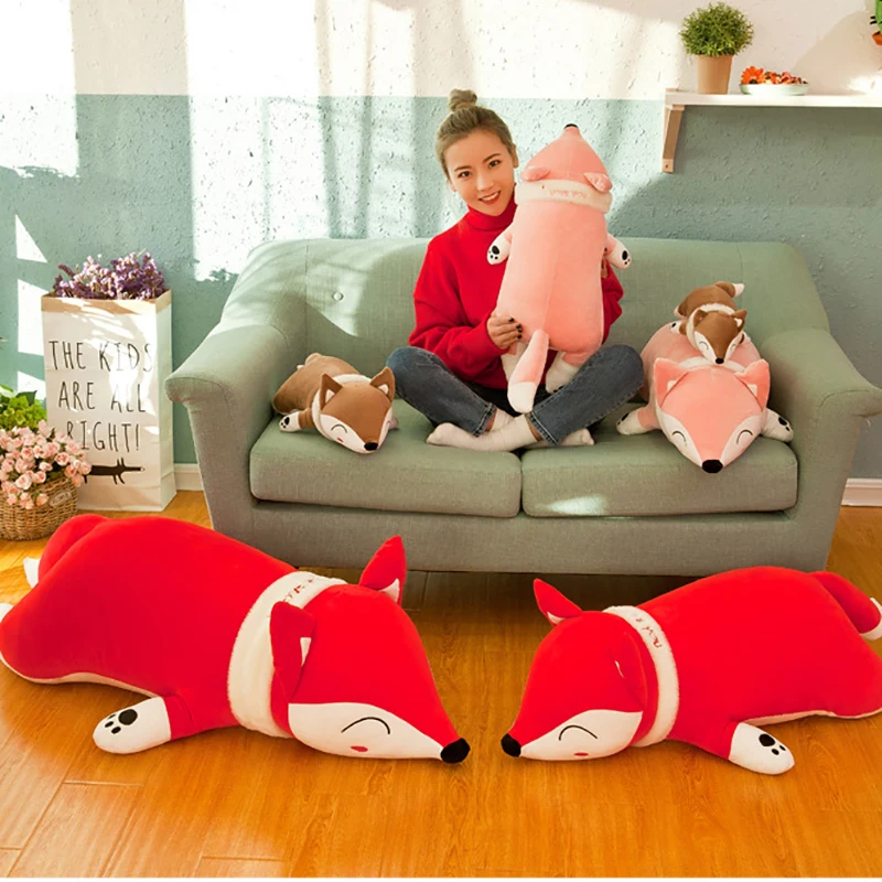 35~90cm Squishy Foxes Plush Doll Toy Down Cotton Scarf Red Fox Plushie ...