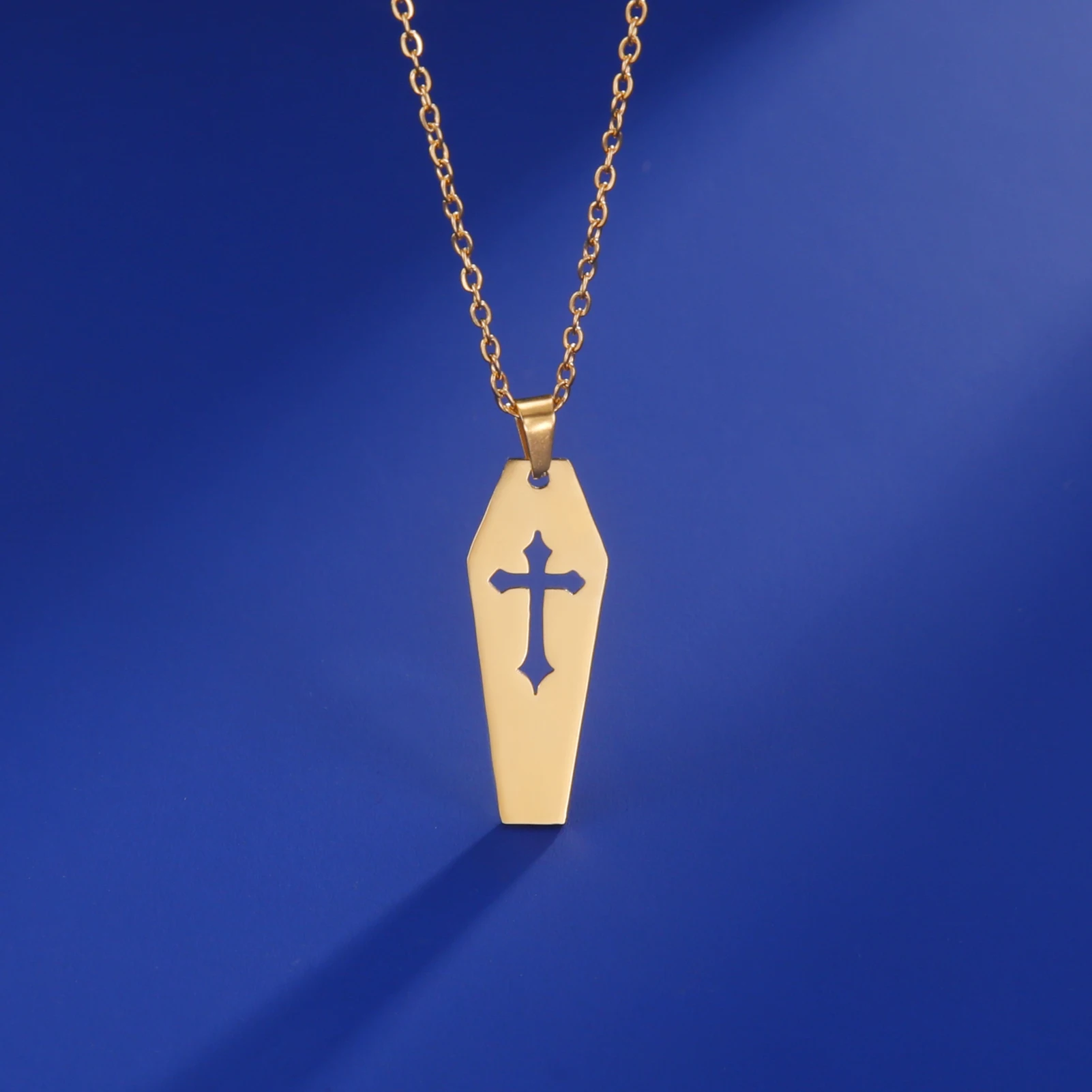 Skyrim-Vampire-Cross-Coffin-Necklace-Stainless-Steel-Gold-Color-Neck ...