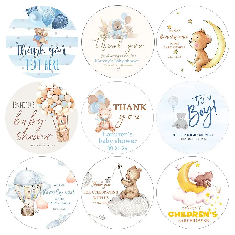 Custom-Baby-Shower-Stickers-Newborn-Baby-Boy-Girl-Birthday-Baptism ...