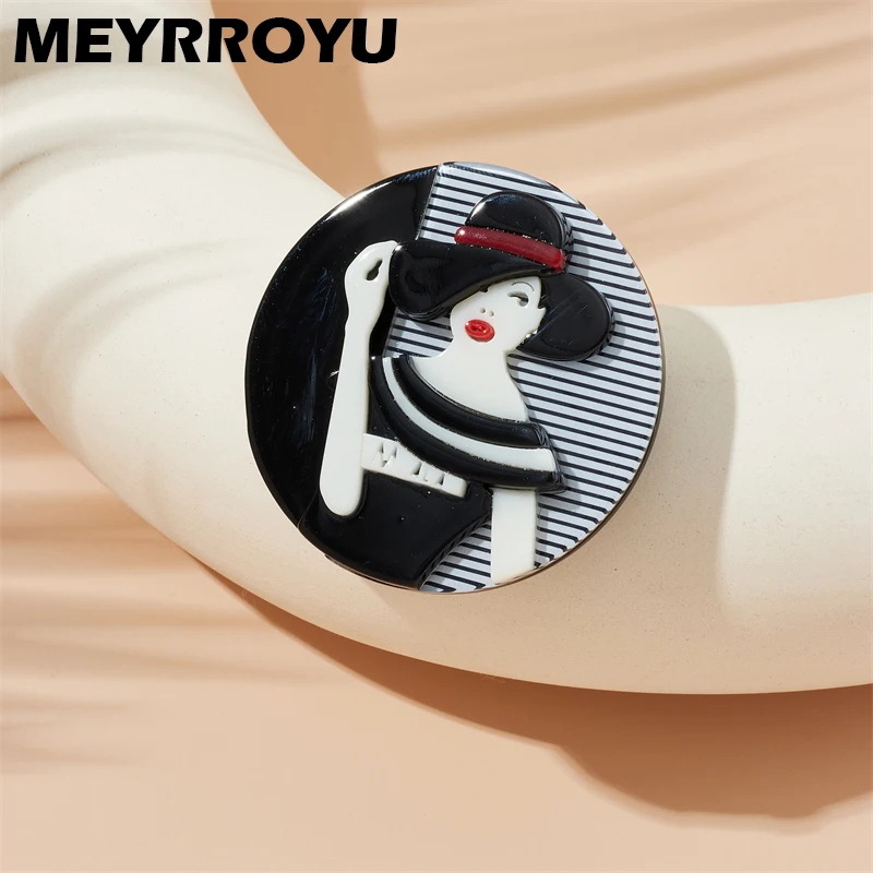 MEYRROYU Fashion Lady Round Brooches Women's Stylish Acrylic Material ...
