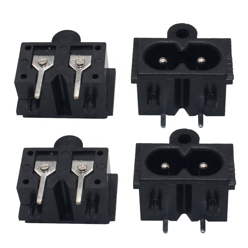 Iec 60320 C8 2 Pin Pcb Mount 2.5a 5a 250v Male Plug Inlet Ac Power ...