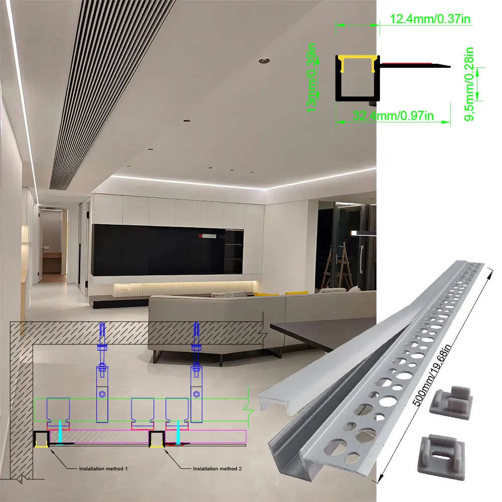 32x13mm-2pcs-0-5mSculpt-Your-Space-with-Aluminium-LED-Strip-Profile-on ...