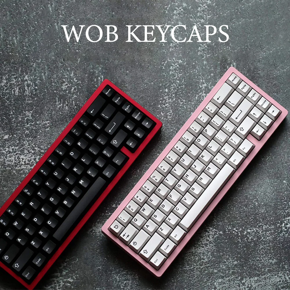 121-Key-Aifei-Keycaps-WOB-BOW-White-Black-Double-Shot-Cherry-Profile ...