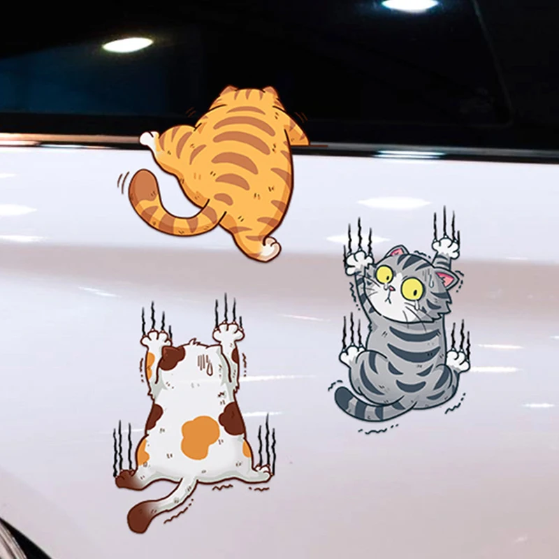 3pcs Funny Pet Cat Car Sticker Climbing Cats Animal Styling Stickers ...
