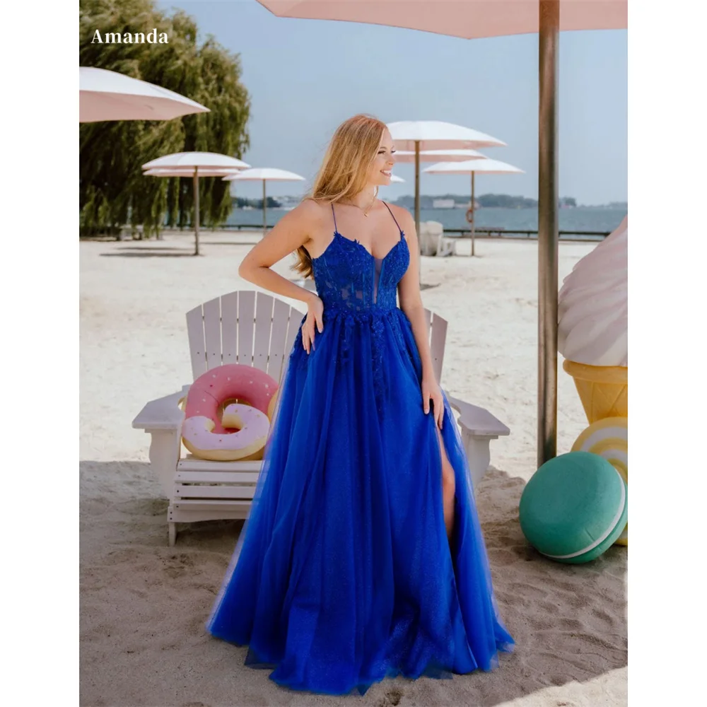 Amanda-Mesh-Spaghetti-Strap-V-Neck-robes-de-soir-e-A-Line-Side-High ...