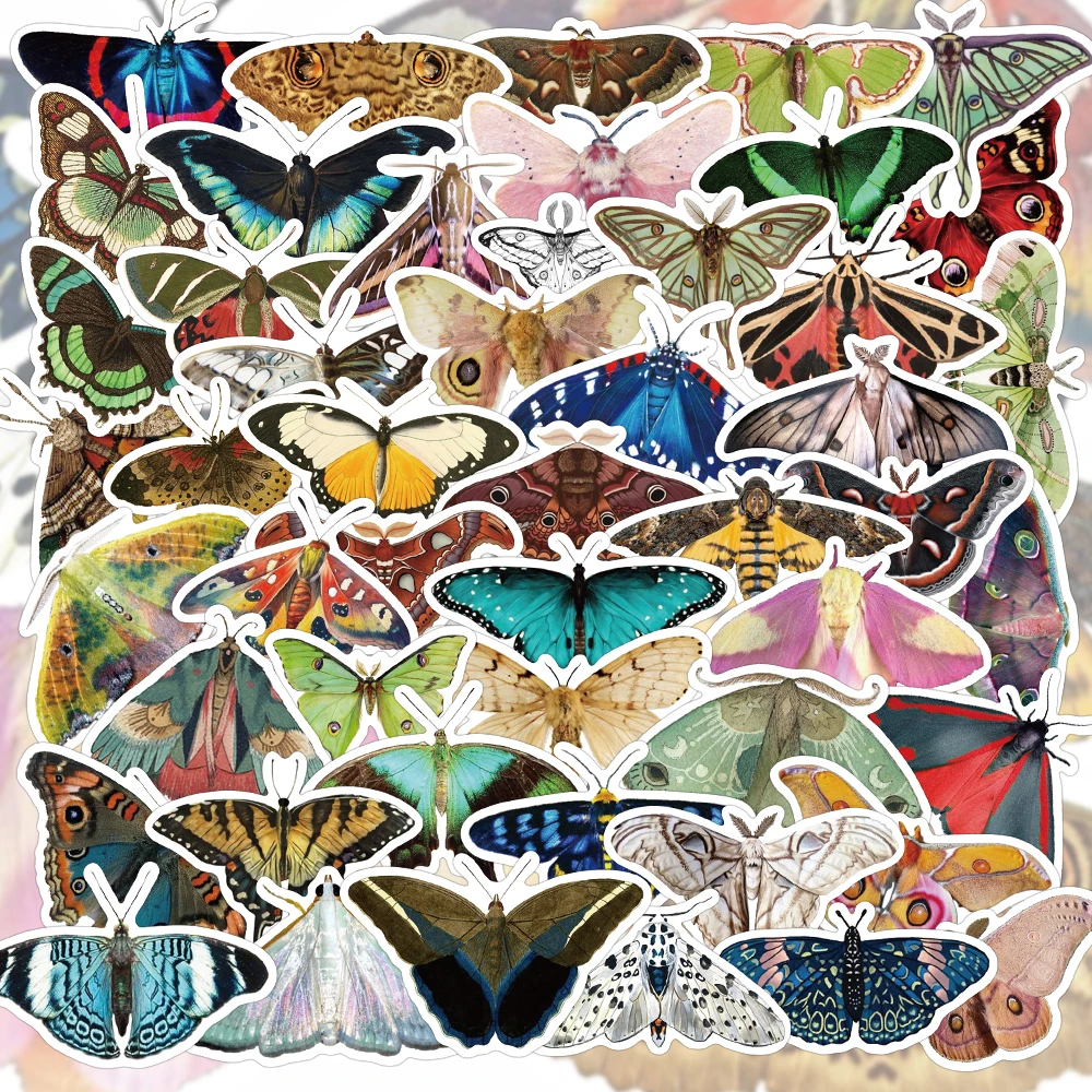 50PCS Beautiful Cartoon Retro Moth Graffiti Sticker Scrapbooking ...