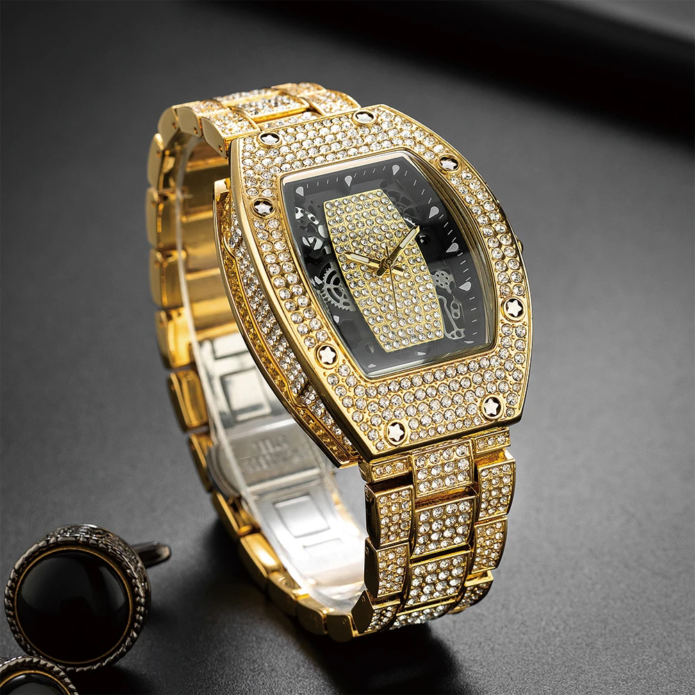 Brand-Men-Big-Face-Watch-Fashion-Tonneau-Quartz-Diamond-Wristwatch-Gold ...