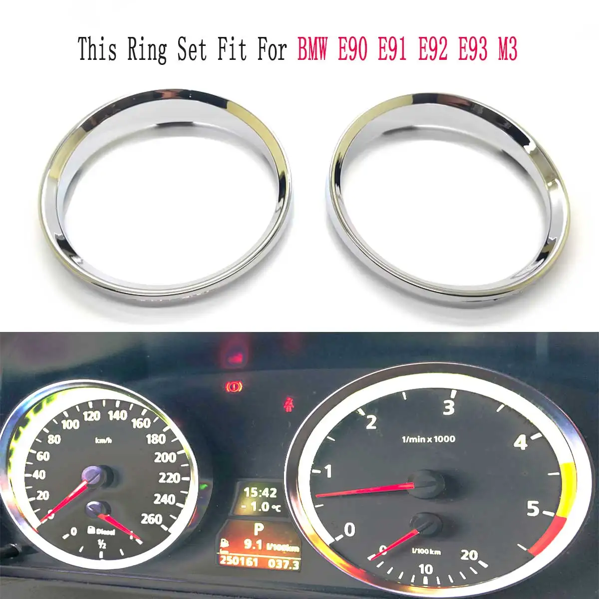 Advanced Chrome Silver Speedometer Gauge Dial Rings Bezel Trim For BMW ...
