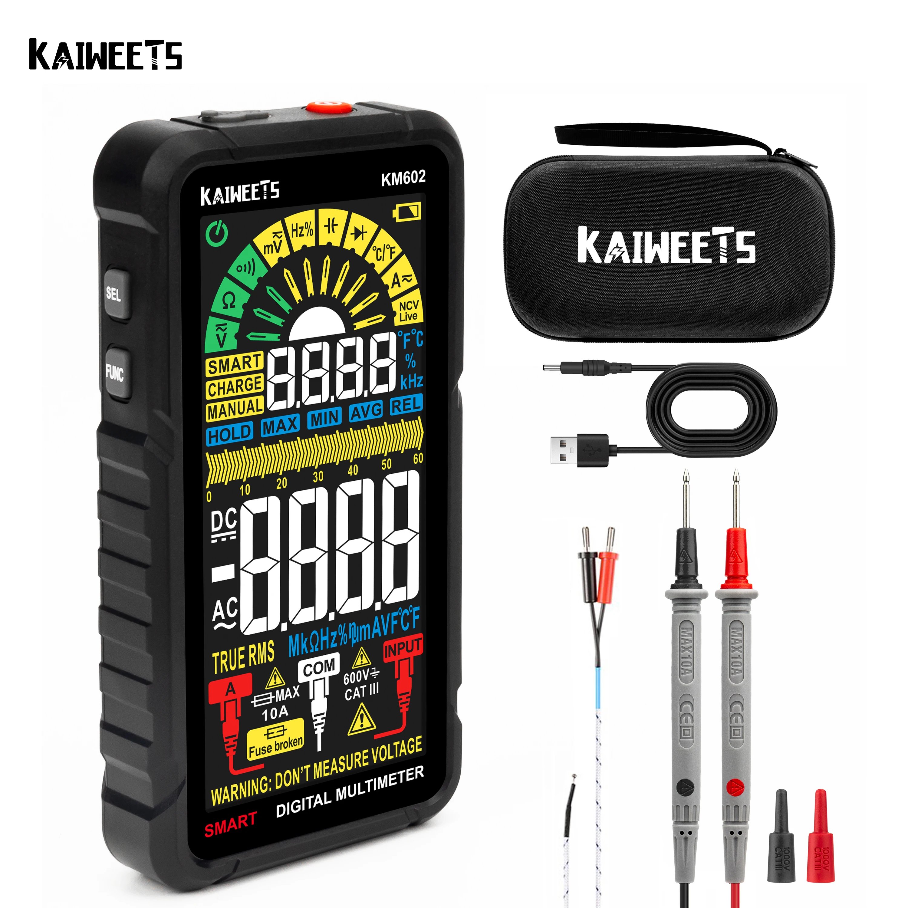 Smart-Rechargeable-Multimeter-Ture-RMS-Auto-Range-600V-10A-Digital ...