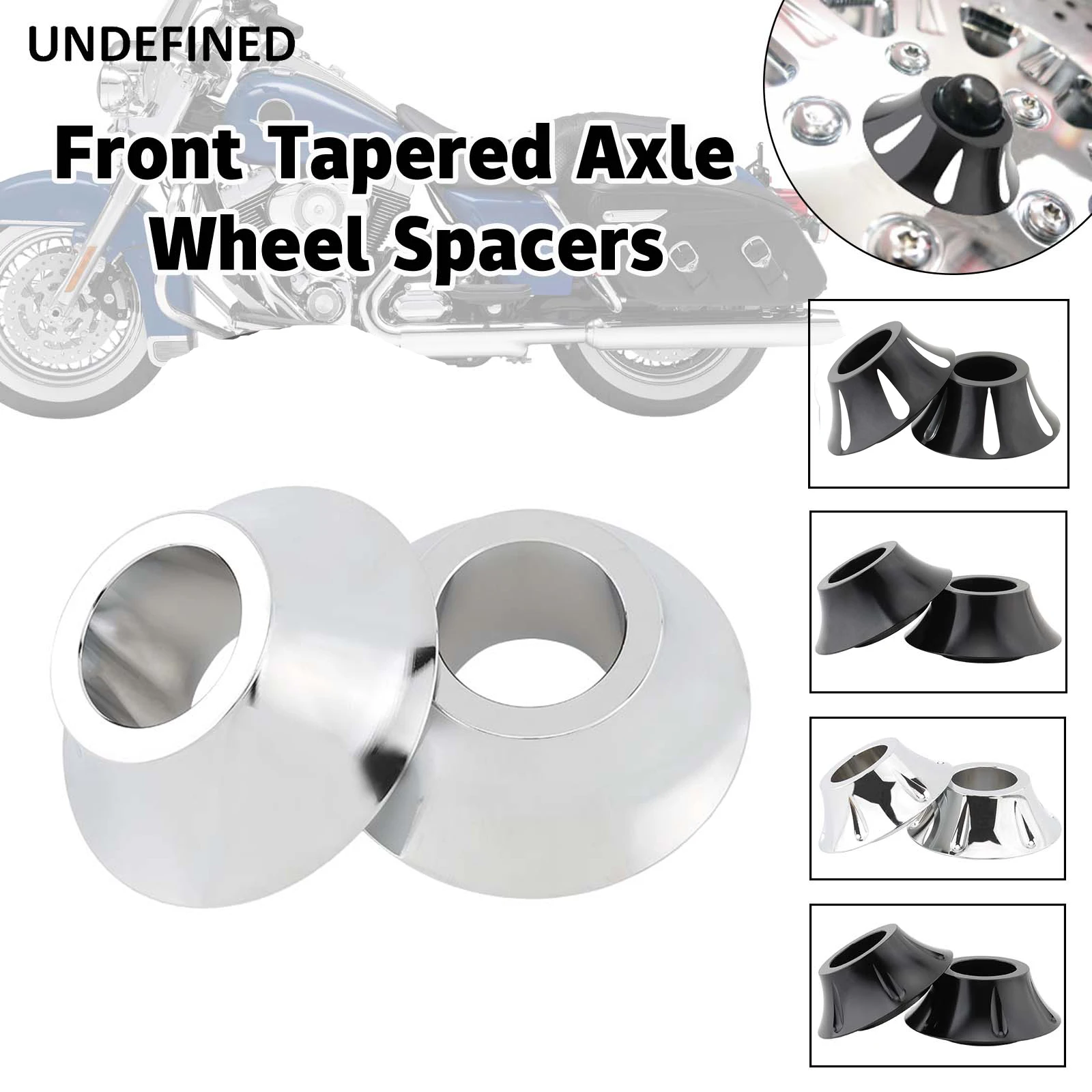 Motorcycle-Chrome-Tapered-Front-Wheel-Axle-Spacers-For-Harley-Road-King ...