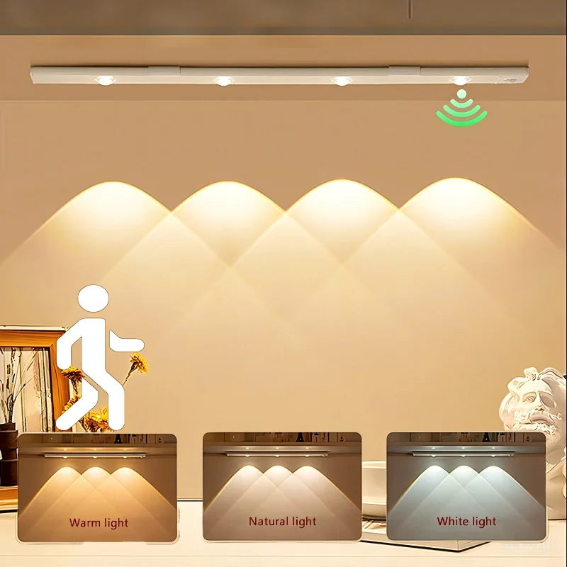 LED Motion Sensor Night Light 3 Colours Changing Eye Protection Desk ...