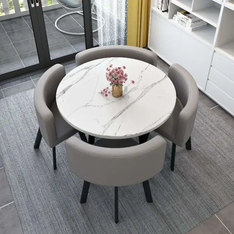 Simple-Dining-Table-Set-Casual-Reception-Office-Coffee-Table-4-Chairs ...