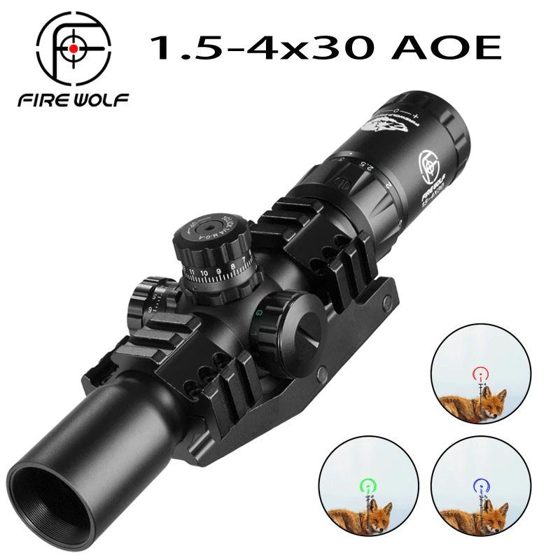 Fire Wolf 1.5-4x30 Scope Hunting Tactical Optical Rifle With Red Green ...