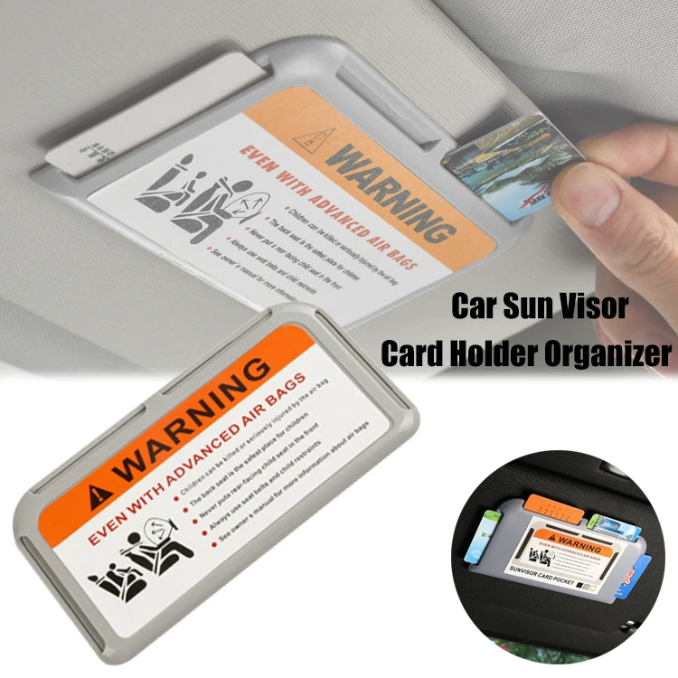 Car Sun Visor Card Holder Organizer Strong Pasting Storag Tidying Auto ...
