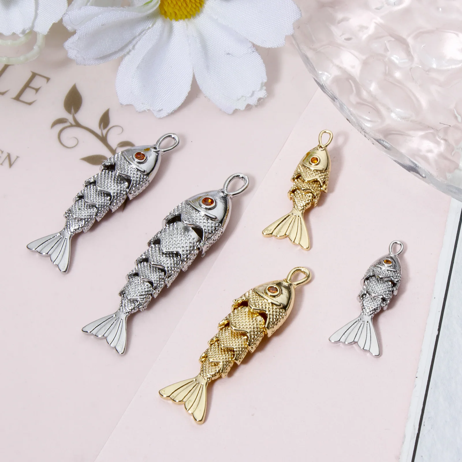 1PC-Gold-Color-Metal-Fish-Shaped-Charms-Pave-Red-Zircon-Ocean-Fish ...