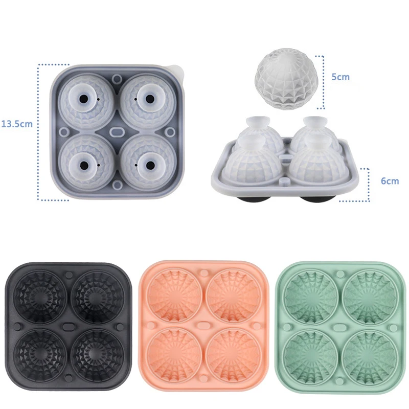 Silicone Ice Cube Tray with Lid Round Ice Ball Mold Spherical Ice Cube ...