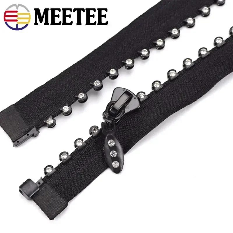 1-2-5Pcs-5-Rhinestone-Resin-Zippers-50-60-70cm-Open-End-Decorative-Zips ...