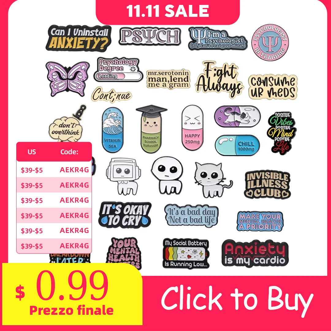 30-Types-Mental-Health-Enamel-Pins-Personality-Psychology-Negative-Mood ...