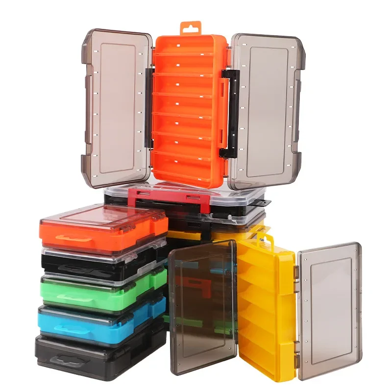 Fishing Tackle Box Lure Storage Compartments Double Sided Open Case ...