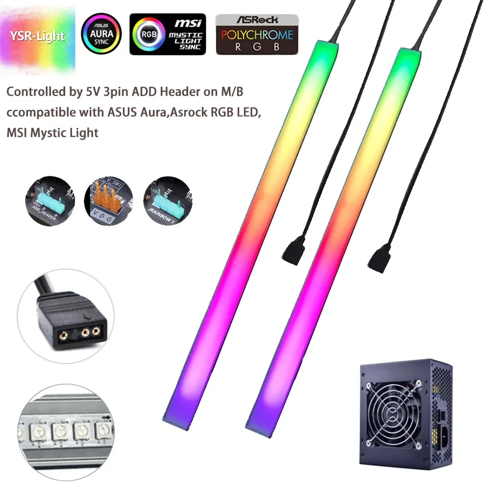 1-2PCS-30CM-38LEDs-Addressable-WS2812-Digital-Aluminum-Alloy-Double ...