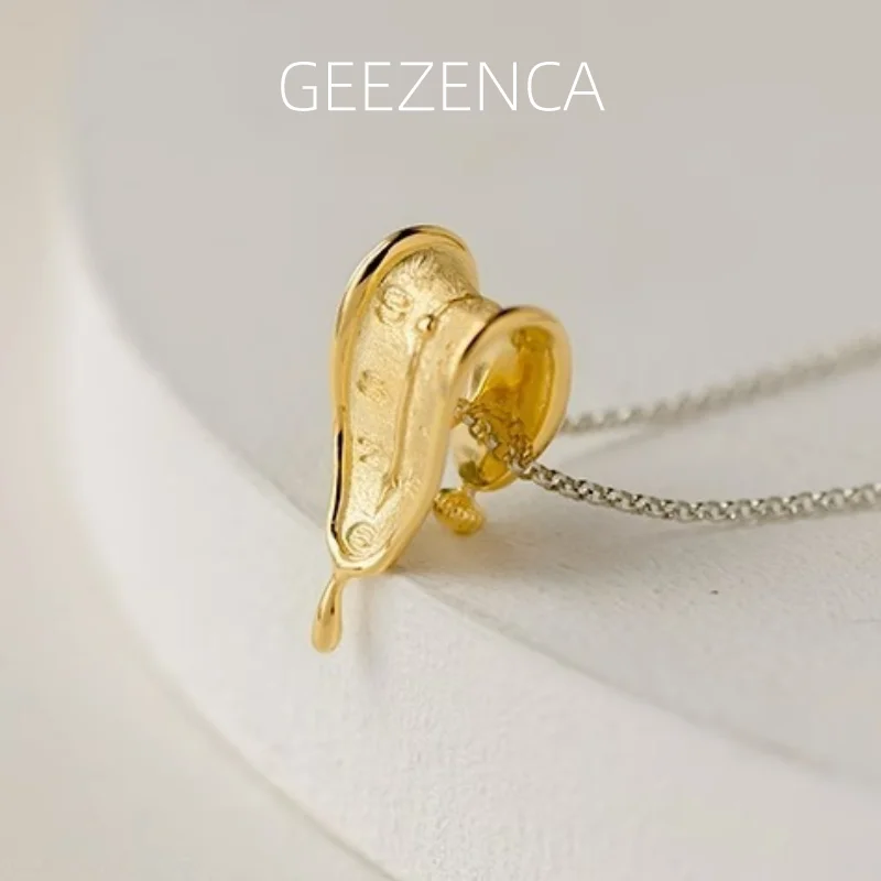 GEEZENCA-S925-Silver-Soft-Deformed-Watch-Necklace-Pendant-For-Women ...