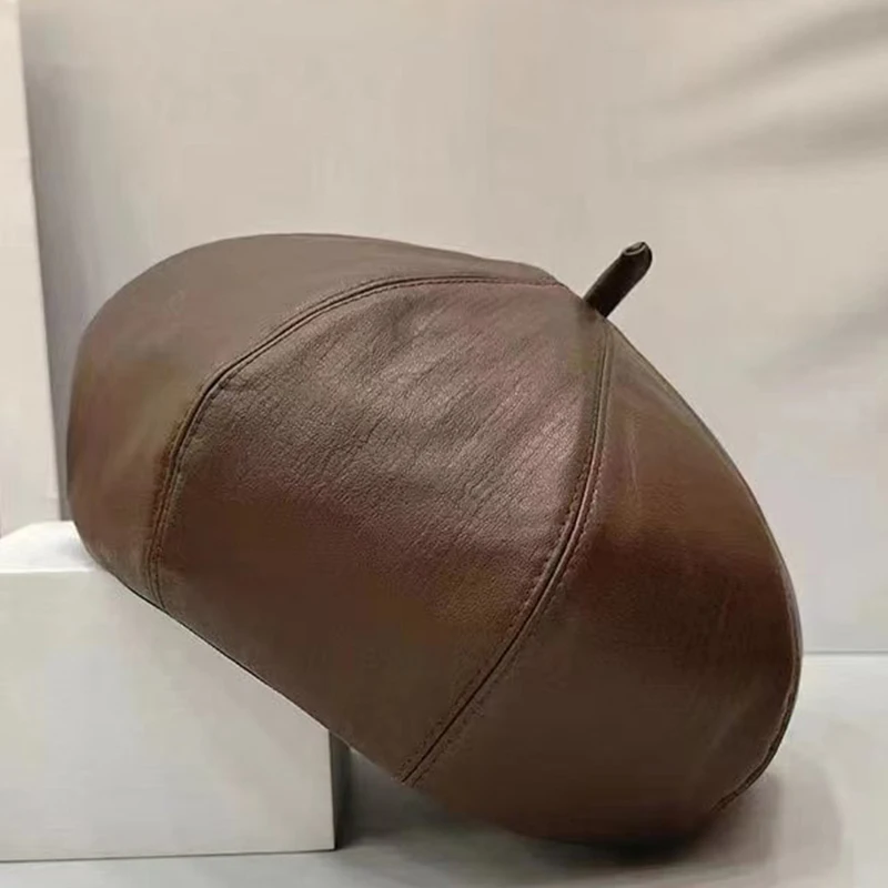 Vintage-PU-Leather-Berets-Caps-for-Women-Autumn-Fashion-Temperament ...