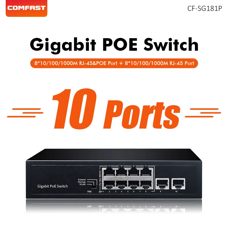 Switch-poe-de-10-portas-com-largura-de-banda-16g-48v-rj45-1000mbps ...