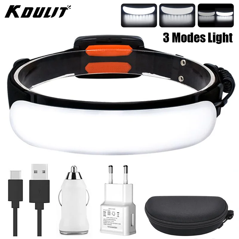 COB Super Powerful Headlamp USB Rechargeable Headlight Built-in Battery ...